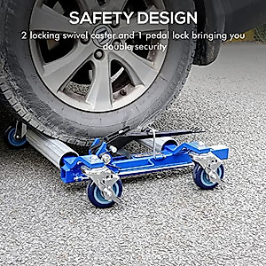 WEIZE Car Wheel Dolly, Heavy Duty Self Loading Dolly with Ratcheting Foot Pedal, 1300lbs Capacity, Set of 4