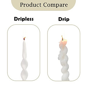 Spiral Candle Sticks - Handmade 9.5 Inches Dripless Taper Candle Twisted Candle for Dinner Wedding & Home Decor Set of 2 (White)