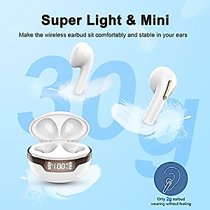 Wireless Earbud, Bluetooth 5.2 Headphones 2022 Bluetooth Earbud with HD Mic, Wireless Earphones in Ear Ear buds with USB-C Charging Case, IP7 Waterproof Deep Bass, Dual LED, 40H Mini Headset for Sport