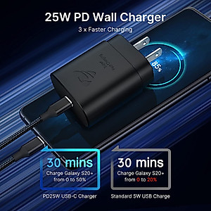 USB C Wall Charger 25W Fast Charger Block PD Power Adapter for iPhone 13/13 Mini/13 Pro/13 Pro Max/12/11, iPad Pro/Mini, Google Pixel 4/3, Samsung Galaxy S20 S10 and More (Black)