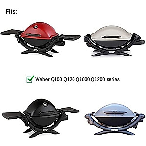 QuliMetal 60040 Grill Burner and 7644 Cooking Grates for Weber Q100, Q120, Q140, Q1000, Q1200, Q1400 Series Gas Grills