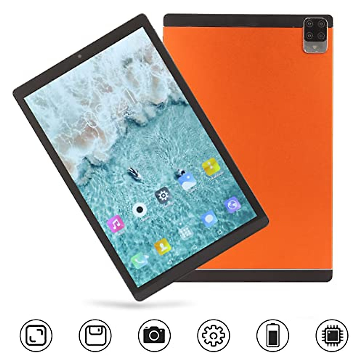 Cosiki Orange Tablet, 5G WiFi 10.1 Inch HD Tablet 5800mAh for Office (US Plug)
