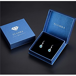 Turquoise Earrings for Women Teen Sterling Silver Leverback Earrings Minimalist Hypoallergenic Earrings for Sensitive Ears Dangle Drop Turquoise Jewelry for Xmas s (CZ-Turquoise)