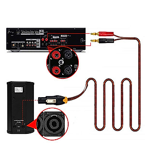 XMSJSIY Speakon to Banana Speaker Cable, Banana to Speakon Male Speaker Wire Audio Adapter Amplifier Connection Cord for DJ/PA with Twist Lock -2.0 Meter (Speakon Male to Banana)