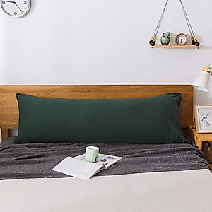 Household 100% Jersey Cotton Pillowcase 20”x54”-Light Weight, Comfortable, Super Soft Pillow Case with Envelope Closure Extremely Durable(Dark Green, Body Size Pillowcase)