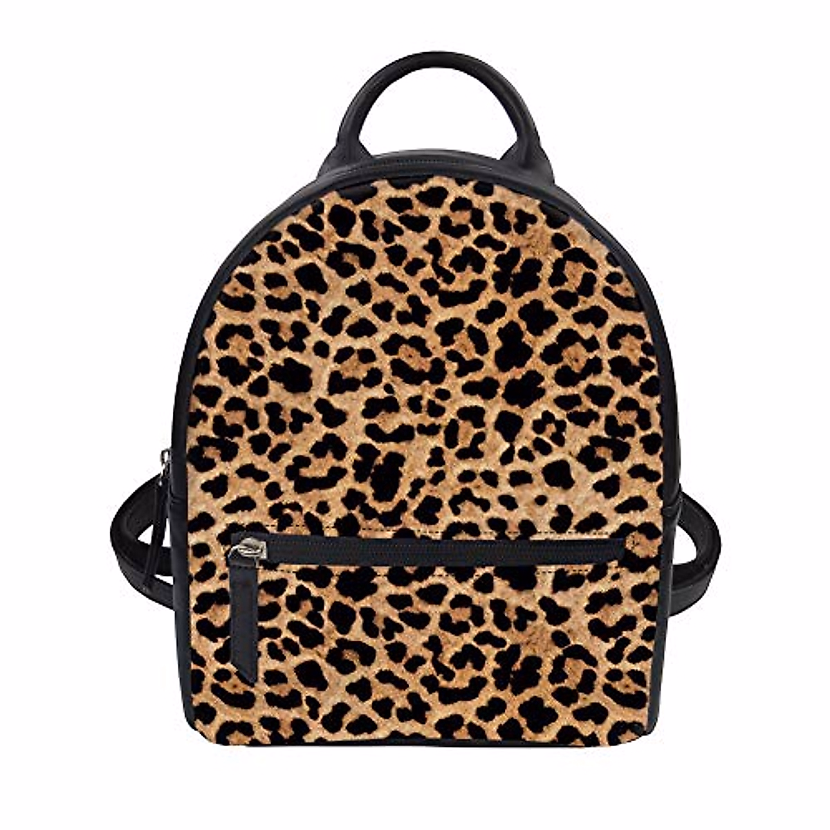 PZZ BEACH Leopard Striped Animal Print Durable Mini Leather Backpack- Waterpoof & Anti Scratch, Brown Cheetah Pattern