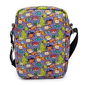 Buckle Down Nickelodeon Bag, Cross Body, Rugrats, Characters Stacked Collage, Purple, Vegan Leather