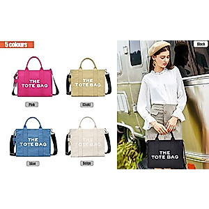 hehpck Canvas Tote Bags for Women Crossbody Bag Handbag Tote Women Handbag Purse with Zipper for Office, Travel, School