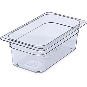 Carlisle FoodService Products Plastic Food Pan 1/4 Size 4 Inches Deep Clear