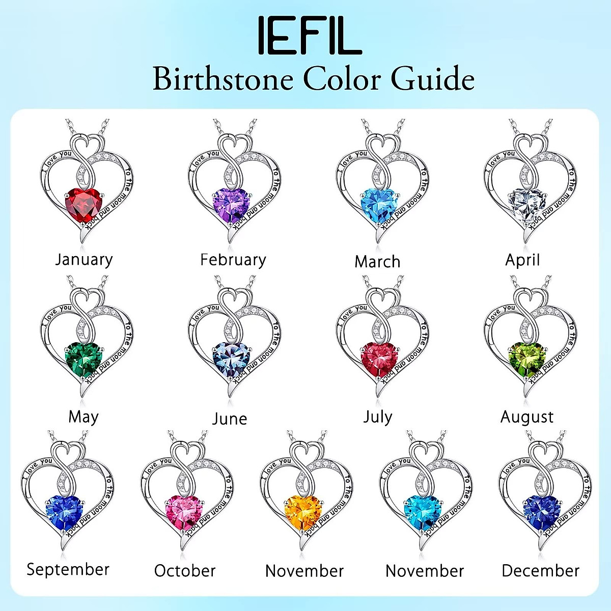 Forever Love Heart Pendant Necklace, 925 Sterling Silver Heart Birthstone Jewelry Necklace for Women Anniversary Valentines Day Gifts for Her Mothers Day Christmas Birthday Gifts for Mom Wife