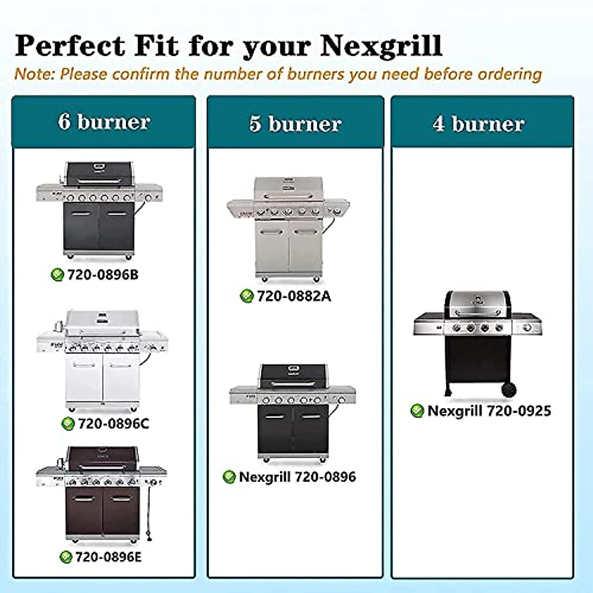Uniflasy Replacement Parts Burner Heat Plate Cooking Grates for Nexgrill 720-0882A Evolution Infrared Plus 5-Burner Gas Grill Stainless Steel Repair Part kit for Nexgrill Cooking Grid with Side Burner