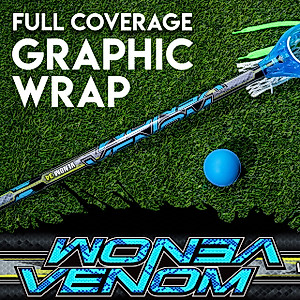 Franklin Sports Kids Mini Lacrosse Stick + Ball Set - Venom Youth Plastic Lacrosse Stick for Beginners - Perfect Set for Kids + Toddlers - Blue, 34"