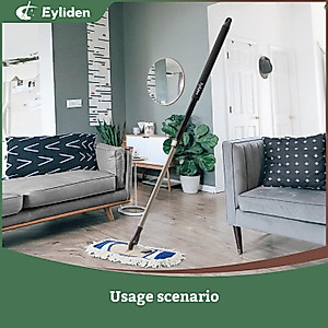 Eyliden Dust Mop with 2 Reusable Washable Pads - One Touch Replacement, Height Adjustable Handle, Wet & Dry Mops for Floor Cleaning, Hardwood, Laminate, Tile Flooring Push Dust Broom