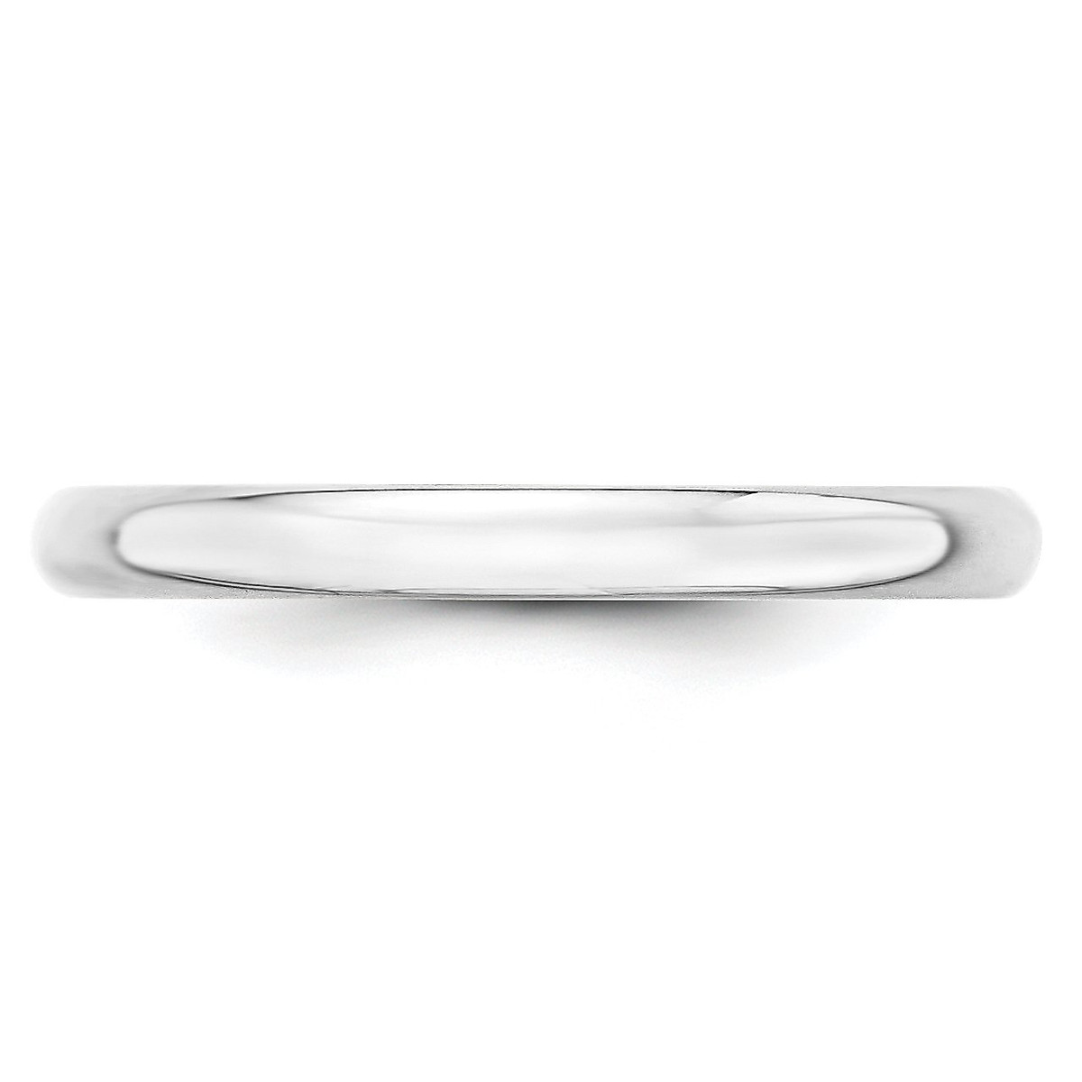 Solid 10k White Gold 2.5 mm Rounded Wedding Band Ring Size 7
