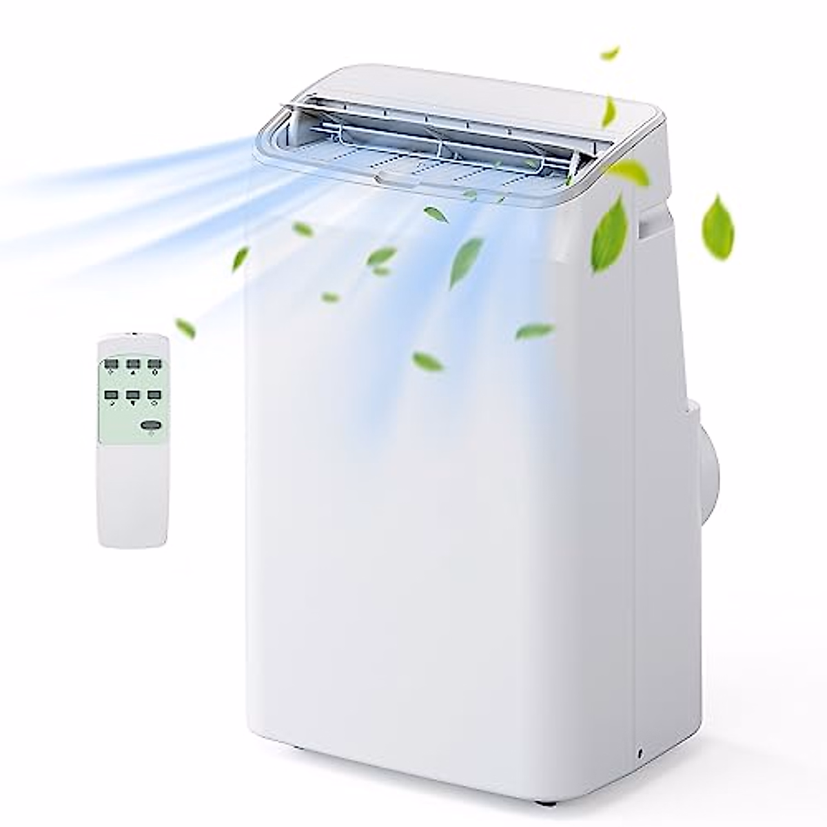DENBIG Portable Air Conditioner, 15,000 BTU Portable AC Unit with Built-in Dehumidifier and Multi-speed Fan for Room up to 500-700 Sq. Ft, Remote Control, 24-Hour Timer, and Installation Kit, White