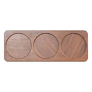 Essos Round Glass and Wood Condiment 3 pc Jars Set with spoon Tray Sugar Food Storage Containers with Wood Lids and Wooden Spoon for Coffee Spice Storage Container