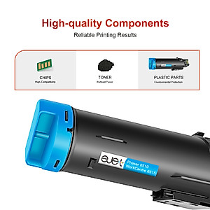 ejet Phaser 6510/ Workcentre 6515 High Capacity Toner Cartridge (5500 Pages) Compatible Replacement for Xerox Phaser 6510 WorkCentre 6515 Printer (1 Black, 1 Cyan, 1 Magenta, 1 Yellow, 4-Pack)