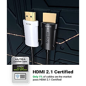 BRIDGEE HDMI 2.1 Cable [Certified] 6.54ft, 48Gbps Ultra High Speed Fiber Optic HDMI Cable(8K@60Hz,4K@120Hz), Support eARC,HDCP 2.3,Dolby Atoms,Compatible with PS5,Blu-ray Player,8K TVs