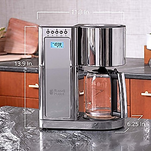 Russell Hobbs Glass Series 8-Cup Coffeemaker, Silver & Stainless Steel, CM8100GYR