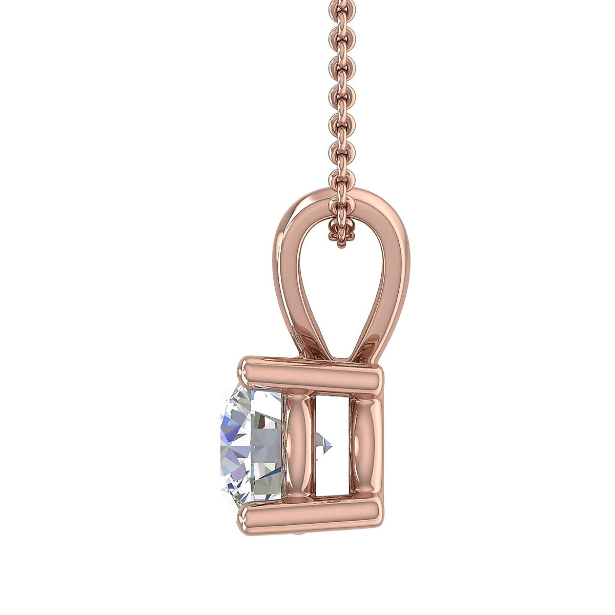 FINEROCK 1/2 Carat Diamond Solitaire Pendant Necklace in 14K Yellow Gold (Silver Chain Included)