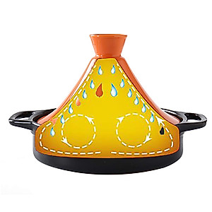 WJXBoos Ceramic Casserole Steamer Braiser Pan Healthy Saucepan Earthen Pot for Braising Slow Cooking,Moroccan Tagine Pot with Lid 1.3quart