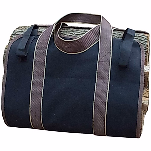 Dehydrator Fireplace Carrier Waxed Canvas Fire Place Sturdy Wood Carring Bag, with Handles Security Strap for Camping Indoor Firewood Logs, Black