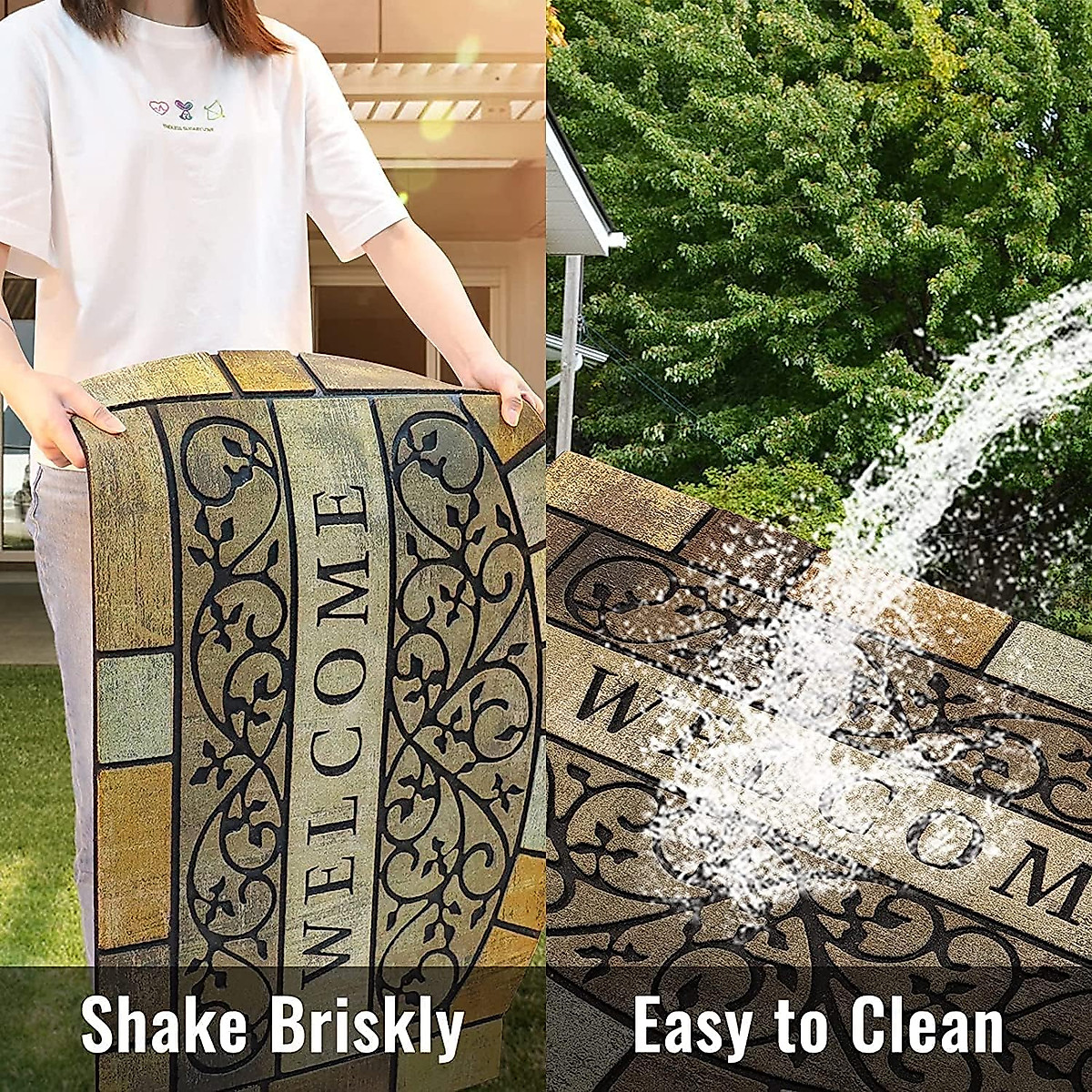 MTOUOCK Durable Welcome Door Mats, 24"x36" Heavy-Duty Large Welcome Mats for Front Door with Non-Slip Rubber Backing, Door Mats for Outside Entry, Front Door Mat for Garage, Patio, High Traffic Area