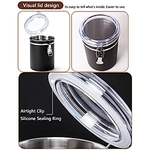Walktosun Airtight Coffee Canister with Clear Lids, Large Container for Ground Coffee 1.8L/62 floz Stainless Steel Storage Container Jar for Coffee Bean, Cereal, tea, Flour, Sugar (Dark Black)