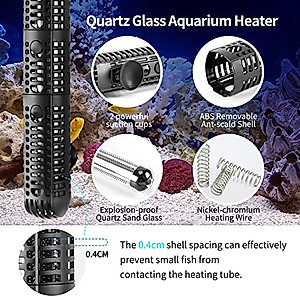 Aquarium Heater 300W Upgraded Fish Tank Heater With Leaving Water Automatically Stop Heating And Advanced Temperature Control System, Suitable For Saltwater And Freshwater 20 Gallons to 60 Gallons