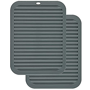 Trivets for Hot Dishes, Trivet Hot Pads for Kitchen, Silicone Trivets for Pots and Pans, Heat Resistant Mat for Tabletops, Silicone Trivet Mat for Countertops, Rectangular Dish Mat, Color Dark Gray