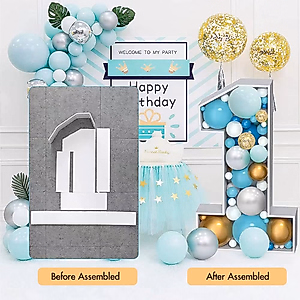 JoyBox Design 3FT Mosaic Balloon Frame Number 1 Light Up Numbers Pre-Cut Kit Thick Foam Board Decoration for Birthdays Anniversary Baby Shower