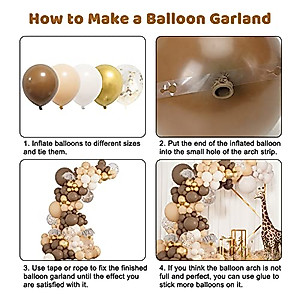 RUBFAC Brown Balloons Garland Arch Kit Teddy Bear Baby Shower Decorations Nude Balloons Tan Coffee Brown Neutral Balloons Jungle Theme Woodland Birthday Party