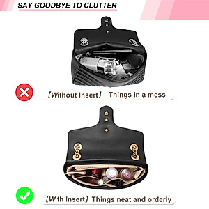 Felt Small Purse Organizer Insert for GG Marmont Insert Matelasse Shoulder Bag/MK Jet Set Charm Small Handbag Organizer Liner/CC Classic Pouch/Horsebit 1955 Inner Bag and More(Beige,Small)