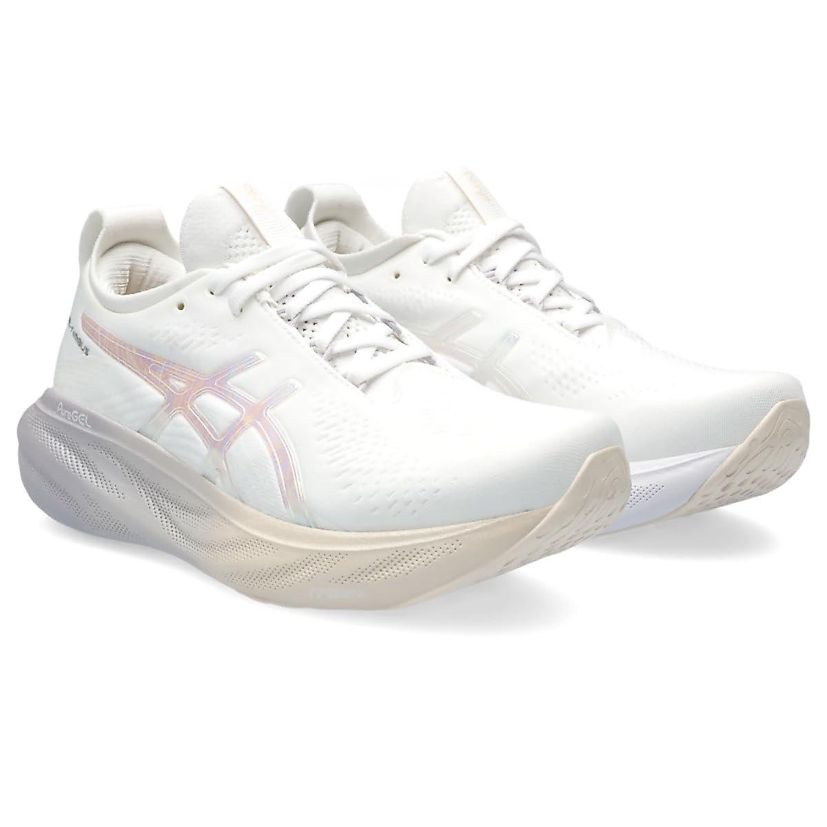 ASICS Women's Gel-Nimbus 25 Anniversary Running Shoes, 7.5, White/Rose DUST