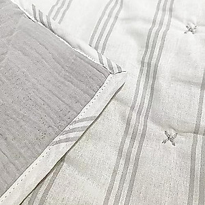 SHALALA Cotton Gauze Quilt Sets,Gray Lightweight Quilt Bedding Sets,Reversible Seersucker Quilts for Queen Bed,3pcs Ultro-Soft Bedspread,Breathable Coverlet for All Season(Full/Queen,Grey)