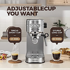 JASSY Espresso Maker 20 Bar Cappuccino Coffee Machine with Milk Frother for Espresso/Cappuccino/Latte/Mocha for Home Brewing with 35 oz Removable Water Tank/1450W