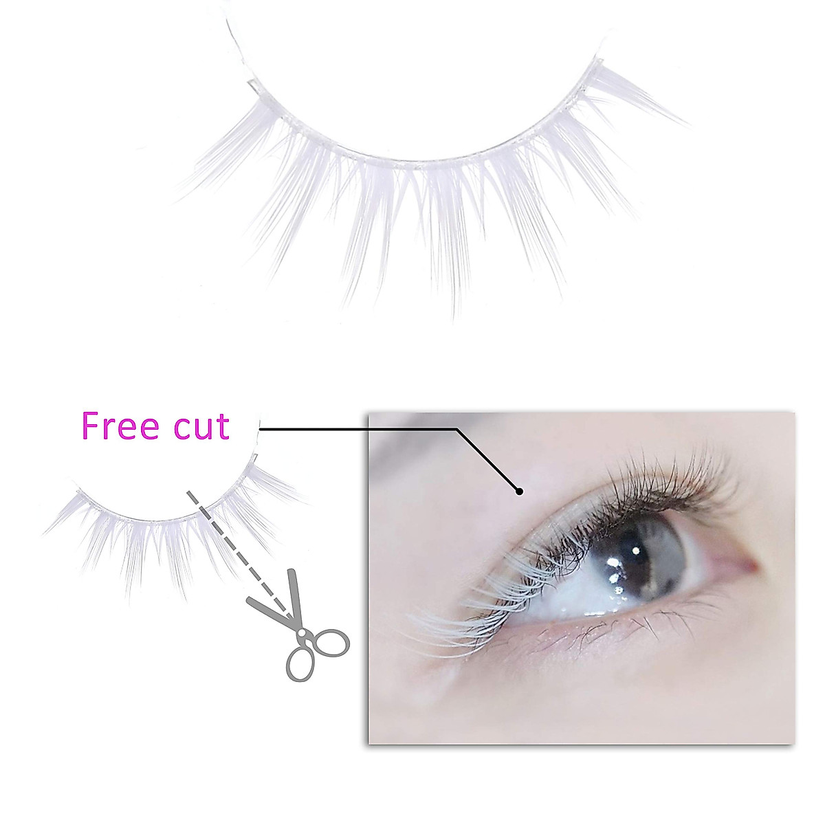 Kare & Kind White False Eyelashes - Lightweight and Natural Looking Fake Extensions - Ideal for Cosplays, Masquerades, Costume Parties, Photoshoots - Easy to Apply -2 Pairs
