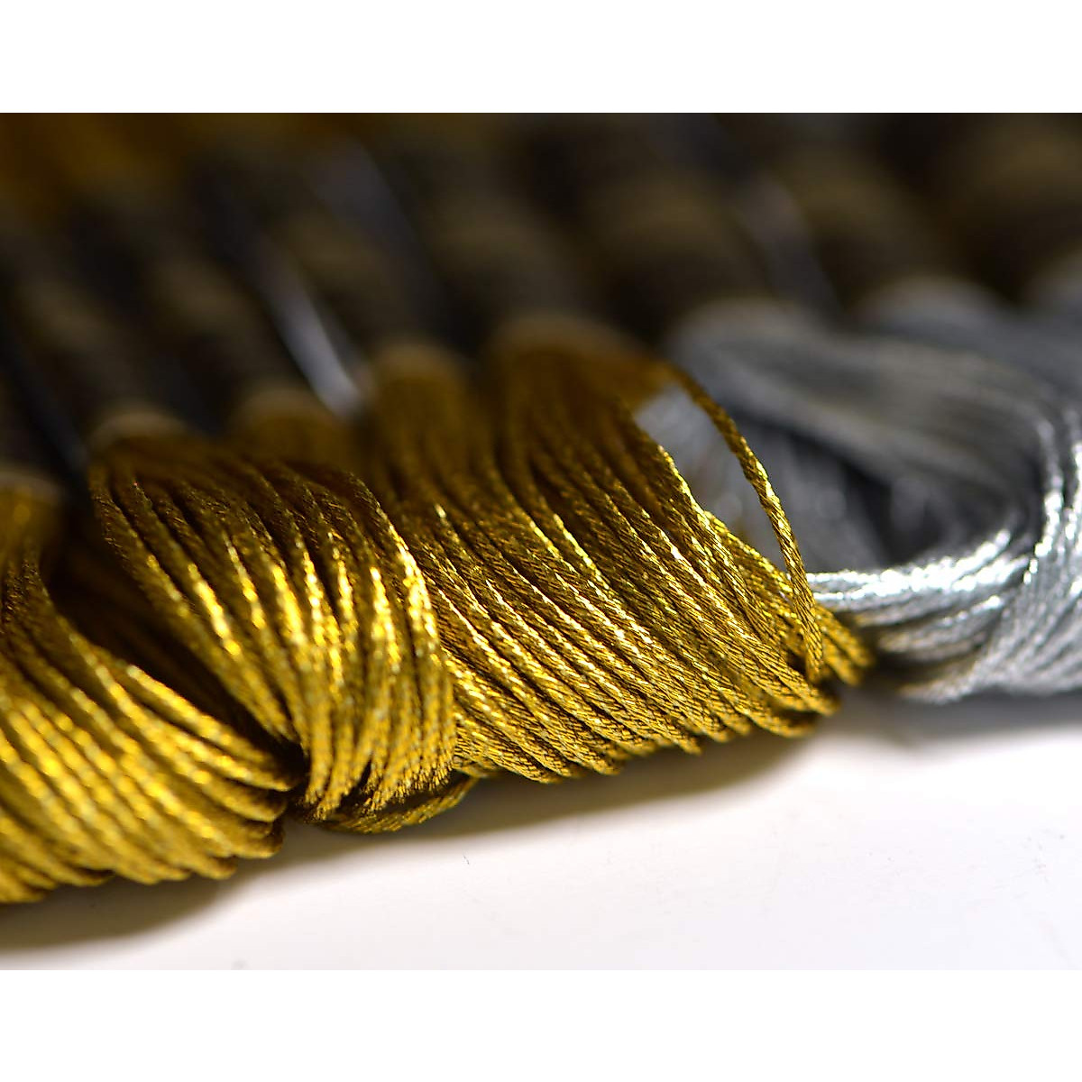 24 Skeins Metallic Embroidery Thread -Cross Stitch Threads - Friendship Bracelets string - Crafts Floss Gold and Sliver