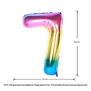 40 Inch Giant Rainbow Numbers 7 Balloons Colorful Party Birthday Decorations Foil Helium Digital Balloon 0 to 9 Gradient