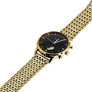SINAIKE Multi Stripes 18mm Gold Two Tone Watch Strap Tapered Engravings Stainless Steel Metal Watch Band for Men Women