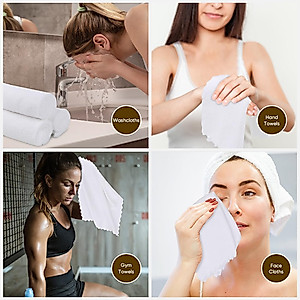 Orighty Washcloths 48 Pack, Ultra Soft Face Cloths 12 x 12 inch, Absorbent & Quick Drying Coral Velvet Washcloth Bulk, Multi-Purpose Face Cloth for Household, Cleansing and Sport (White)