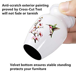 ICOKEE Hummingbird Small Urn for Human Ashes or Pet Ashes - Aluminum Cremation Mini Urn for Ashes - White Memorial Keepsake Urn - Qty 1- with Velvet Bag