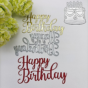 2 Set Die Cuts for Card Making, Accfore Happy Birthday Cutting Dies Card Making Supplies DIY Die Cutters Card Making Die Stencils for Scrapbooking