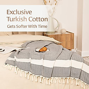 Luxurious Turkish Cotton Blanket - Soft, Large, Lightweight, and Breathable - Boho Style for Bed, Couch, and Home