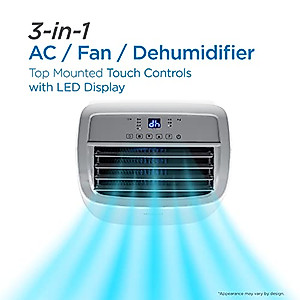 BLACK+DECKER 10,000 BTU Portable Air Conditioner up to 450 Sq.Ft. with Remote Control,White