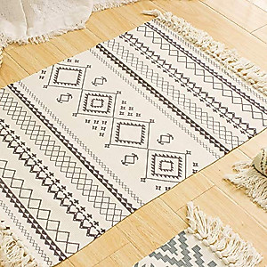 Kingrol 2 Pack Geometric Moroccan Area Rugs, Cotton Rugs for Kitchen Living Room Bedroom Bathroom Laundry Room, 2 x 3 Feet, 2 x 4.2 Feet