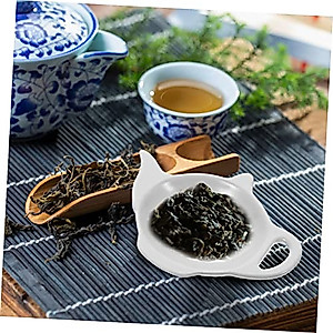 FUOYLOO 2pcs Ceramic Tea Bag Saucer Tea Bag Resting Caddy Ceramic Tea Bag Holders Tea Bag Organizer Coffee Tray Tea Pots Decorative Mini Accessories Tea Bag Storage Sushi Soy Dipping Bowls