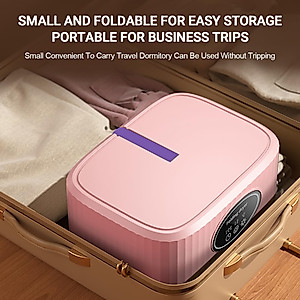 Portable Clothes Dryer, Mini Dryer Machine with Timer, Portable Dryer for Apartments Home Travel RVs, Mini Electric Laundry Dryer Machine with Dryer Bag, Two Heating Mode, Time Setting Function (Pink)