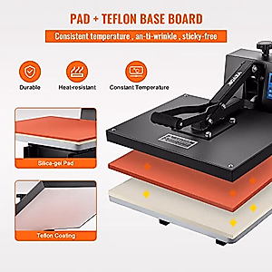 VEVOR Heat Press 16x20, 1700W Power Heat Press Machine, Fast Heating, High Pressure Heat Press Machine for T-Shirt, Digital Industrial Sublimation Printer for Heat Transfer Vinyl, Easy to Use, Black