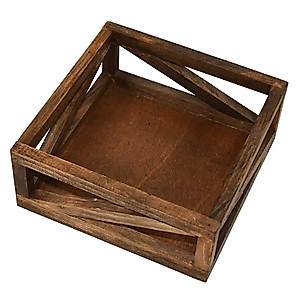 OwlGift Rustic Brown Flat Napkin Holder Solid Wood for Kitchen Table and Countertops, Christmas Napkin Holder Farmhouse Style and Décor for House, Office, Restaurant, Hotel, Café, Bar